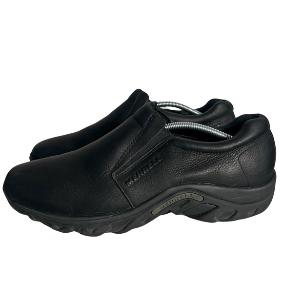 Merrell | Shoes | Merrell Jungle Moc Mens Black Leather Slip On Shoes ...